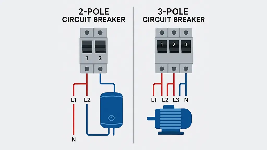 2-Pole vs 3-Pole Circuit Breakers: Key Differences & Selection Guide